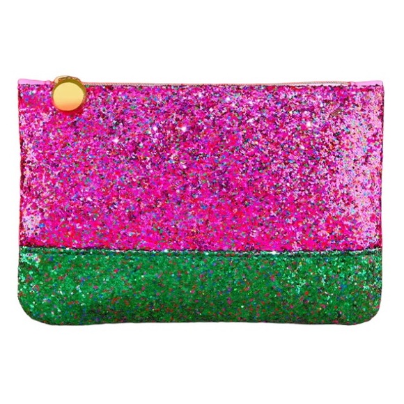 ipsy | Bags | Ipsy Pink And Green Glitter Makeup Bag With Gold Zipper ...